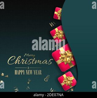 Realistic black gift box with red ribbon bow. Concept of abstract ...