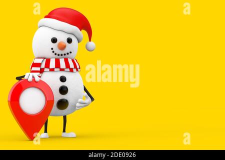 Map pointer with Santa Claus Christmas hat. 3D rendering isolated on ...