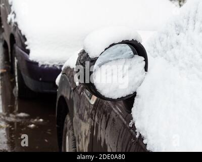 Snow-covered landscape in the city park. Retro style Stock Photo - Alamy