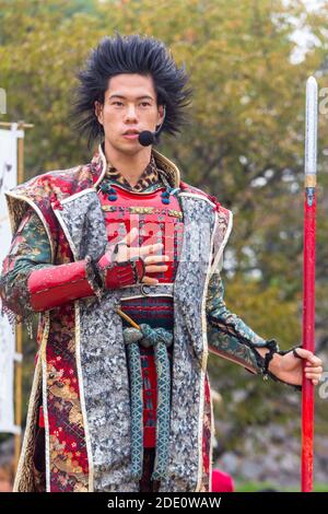 The Omotenashi Bushotai Samurai actor doing a performance outside ...