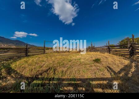 Corral at the historic Ewing-Snell Ranch at Bighorn Canyon National ...