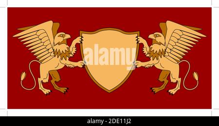 Coat of Arms Crest Lion Griffin or Griffon Shield Stock Vector Image ...
