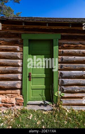 Door to ranch house at Caroline Lockhart Historic Ranch Site in Bighorn ...