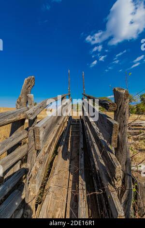 Corral at the historic Ewing-Snell Ranch at Bighorn Canyon National ...