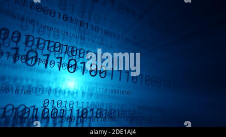 Encryption, information technology background. Zeroes and ones in dark ...