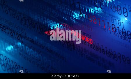 Encryption, password, cybersecurity concept background. Digital 3D ...