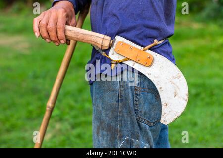 A farm worker with his bolo farm blade in Batangas, Philippines Stock ...