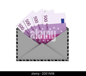 Envelope with EURO Money vector Salary concept colored icon or design ...