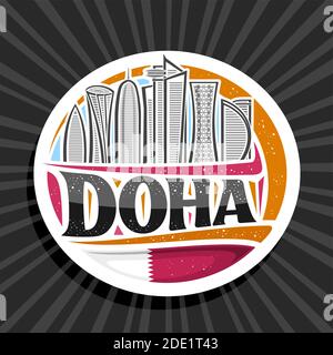 Vector logo for Doha, white decorative rhombus road sign with outline ...