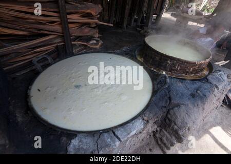 The process of making brown sugar in the traditional way Stock Photo ...
