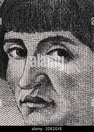Niccolo Machiavelli face portrait on Italian lira banknote extreme ...