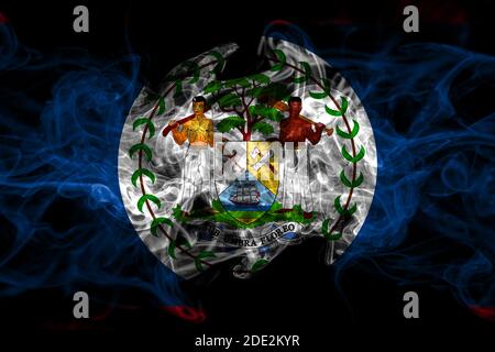 Belize, Belizean smoke flag isolated on black background Stock Photo ...