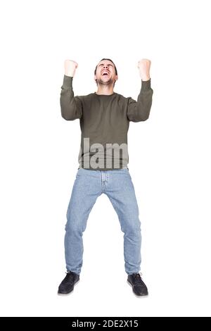 hysterical man White background, full body Stock Photo - Alamy