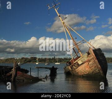 Wrecks at Pin Mill, Suffolk, England Stock Photo - Alamy
