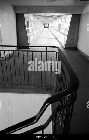 Glass bridge tunnel over road inside Stock Photo - Alamy