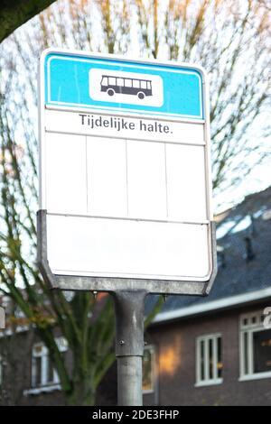 Sign for a Dutch bus stop, temporary stop Stock Photo - Alamy
