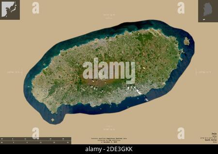 Jeju, province of South Korea. High resolution satellite map Stock ...
