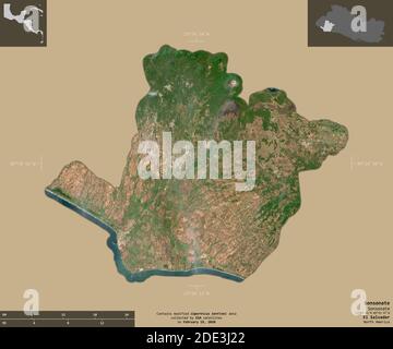 Sonsonate, department of El Salvador. High resolution satellite map ...