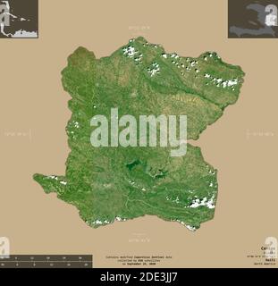 Centre, department of Haiti. High resolution satellite map. Locations ...