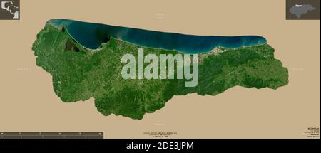 Atlantida, department of Honduras. High resolution satellite map Stock ...