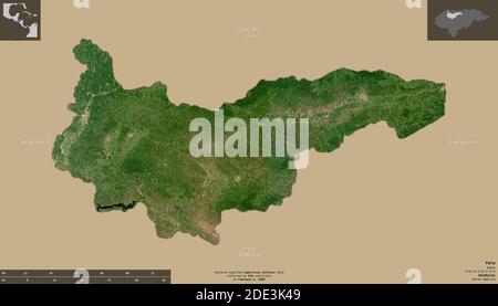Yoro, department of Honduras. High resolution satellite map. Locations ...