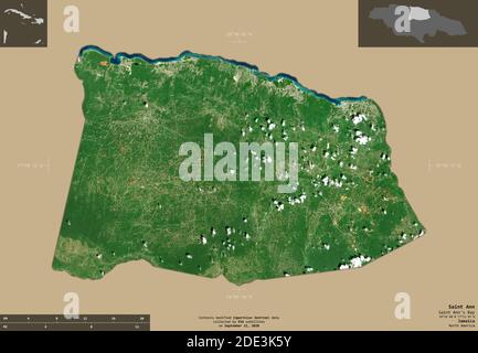 Saint Ann, parish of Jamaica. High resolution satellite map Stock Photo ...