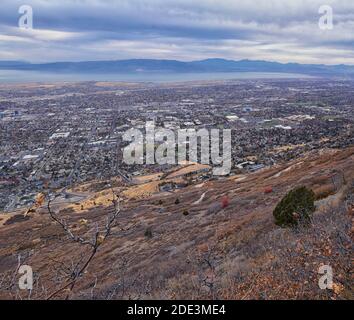 Slide Canyon hiking trail fall leaves mountain landscape view, around Y ...