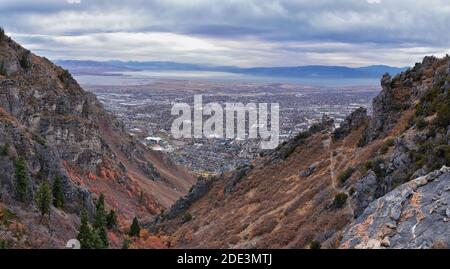 Slide Canyon views from hiking trail fall leaves mountain landscape, Y ...