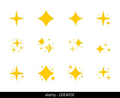 Yellow sparkles symbols vector. The set of original vector stars sparkle icon. Bright firework ...
