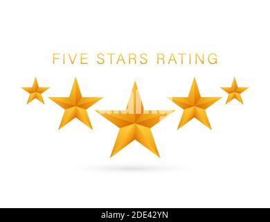 Five-star rating with glowing 3D stars, vector illustration Stock ...