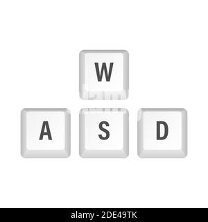 WASD computer keyboard buttons. Desktop interface. Web icon. Gaming and cybersport. Vector stock ...