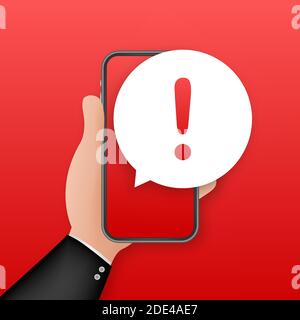 Alert message mobile notification. Danger error alerts, smartphone ...