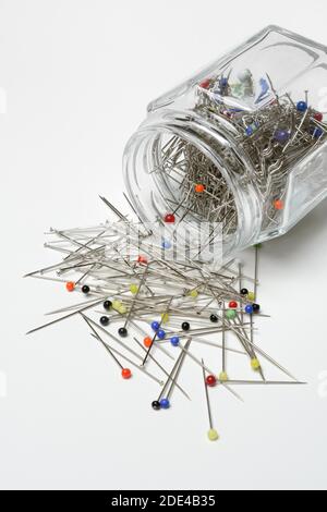 glass jar of pins Stock Photo - Alamy