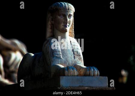 Ancient statue of Sphinx on Piazza del Popolo, Rome, Italy Stock Photo ...