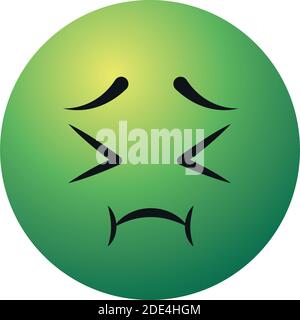nauseated emoji face icon over white background, line style, vector ...