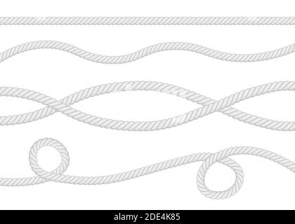 Set of different thickness ropes isolated on white. Vector illustration ...