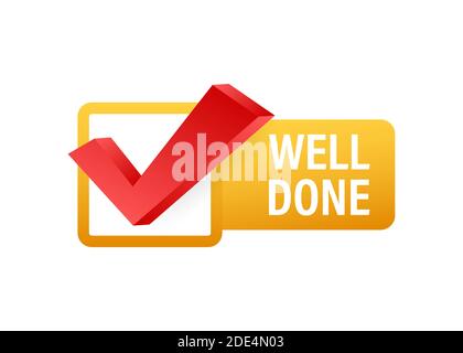 Well done blue label, sign. Vector illustration Stock Vector Image ...