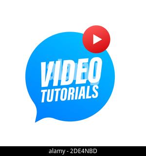 Video tutorials Button, icon, emblem, label. Vector stock illustration ...