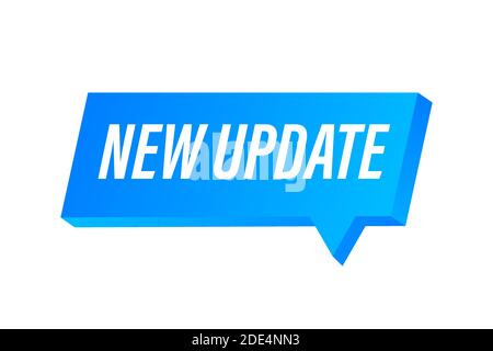 New update speech bubble. Banner with bell icon and new update text ...