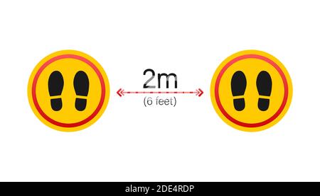Please maintain 2 meter safe distance sign. Safety signs and symbols ...
