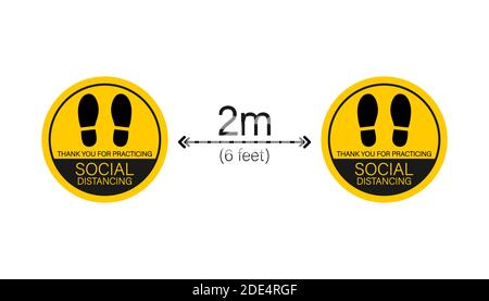 Please maintain 2 meter safe distance sign. Safety signs and symbols ...
