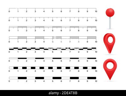 Map scales graphics for measuring distances. Vector stock illustration ...