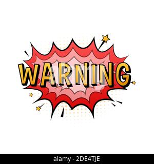 Comic speech bubbles with text warning. Glitch icon. Symbol, sticker ...