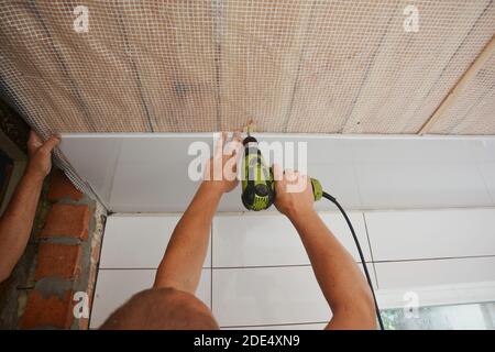 Bathroom renovation: Installing PVC ceiling cladding, plastic ceiling ...
