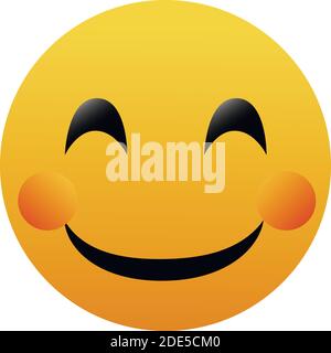 Happy smiley with pink cheeks. Cartoon Isolated vector illustration on ...