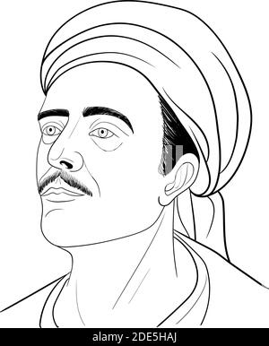 Vector illustration of Yunus the Dervish (1238-1328). Who was a 13th ...