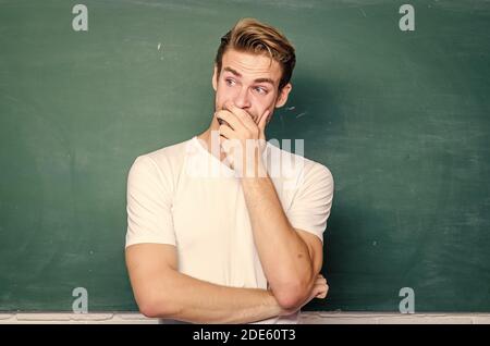 mocking student at blackboard. man ready to study. Students life. man ...