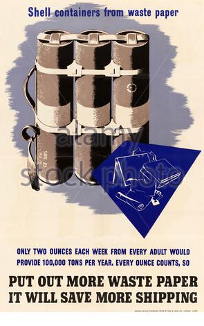 British, WW2, Recycling poster: Waste Paper and Cardboard Must Not be ...