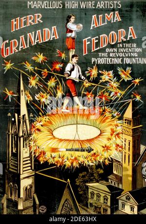 Herr Granada, Alma Fedora, Marvellous High Wire Artists, c. 1890s ...