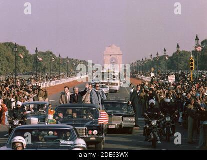Motorcade with Jimmy Carter during his visit to New Delhi, India Stock ...